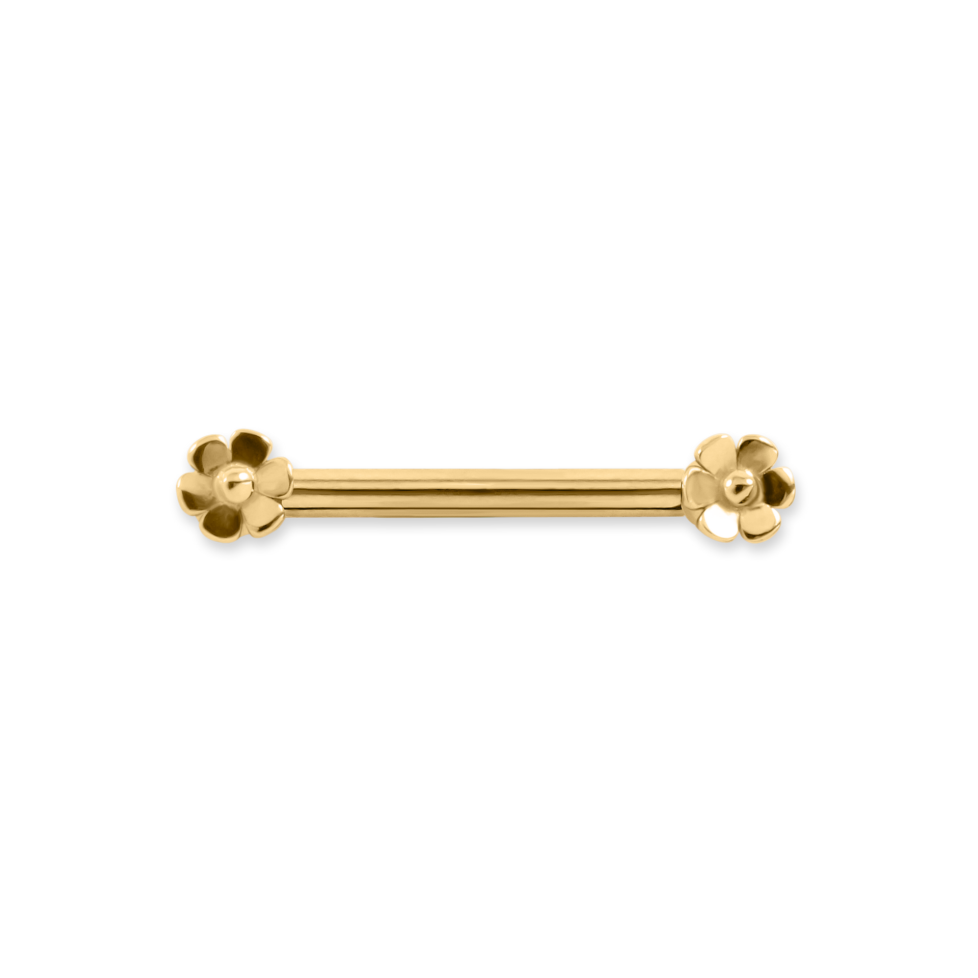 5mm flower 18k yellow solid gold straight bar nipple piercing jewelry SEBASTIENNE JEWELRY