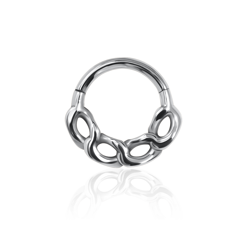 Front-facing chunky cuban link piercing ring in 18k white gold ...