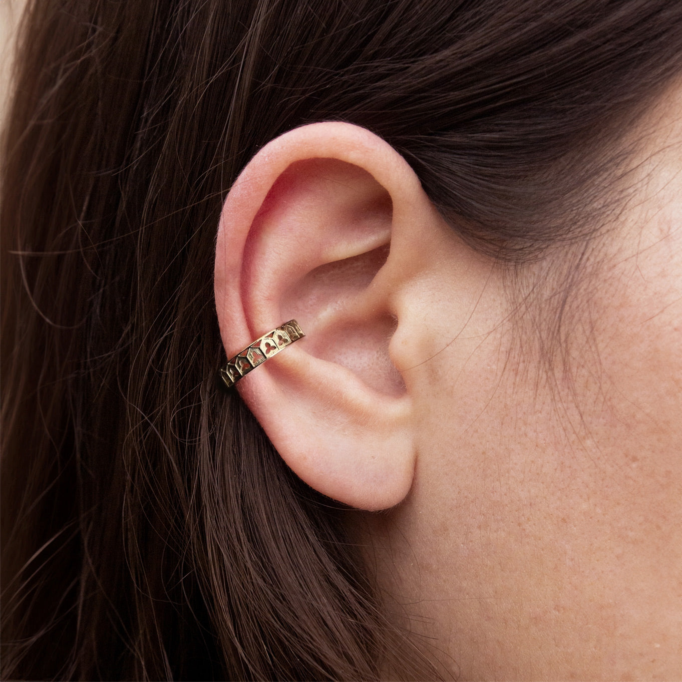 18k yellow gold piercing ring inspired by medieval gothic architecture ...